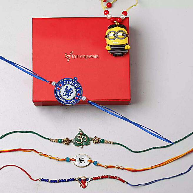 Colorful Rakhi Set of 5 uae | Gift Colorful Rakhi Set of 5- FNP