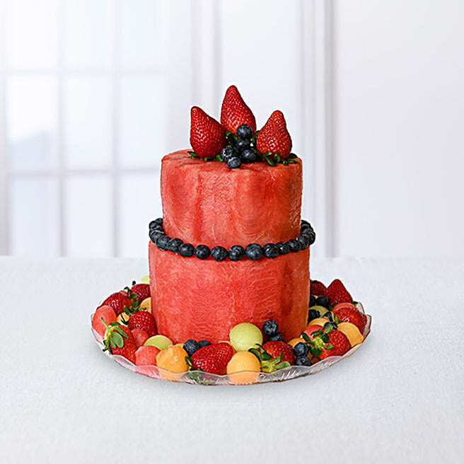 2 Tier Blueberry Watermelon Cake uae | Gift 2 Tier Blueberry Watermelon ...