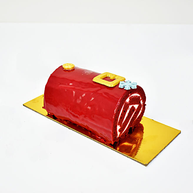 4 Portion Red Velvet Log Cake uae | Gift 4 Portion Red Velvet Log Cake- FNP
