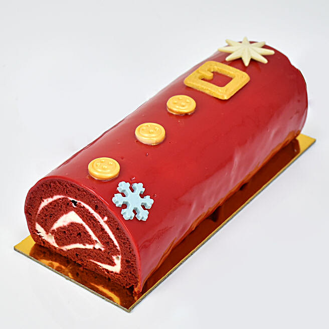 8 Portion Red Velvet Log Cake uae | Gift 8 Portion Red Velvet Log Cake- FNP
