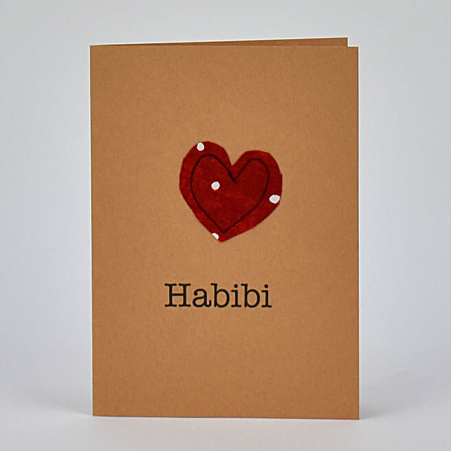 Habibi Red Heart Handmade Greeting Card uae | Gift Habibi Red Heart ...