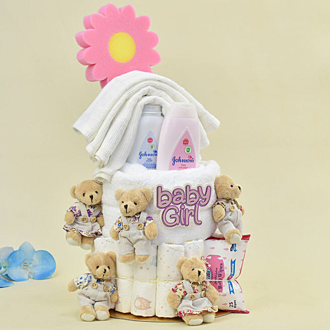 Baby Girl Happiness Diaper Bouquet uae | Gift Baby Girl Happiness ...