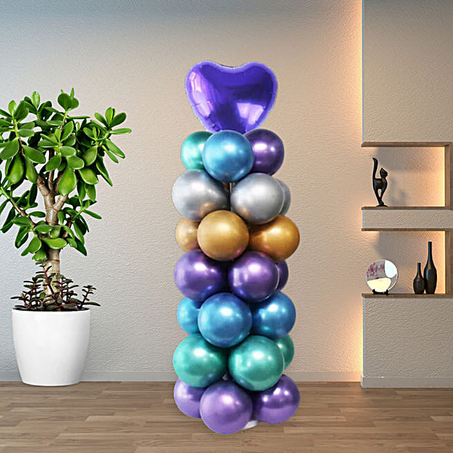 Multicolor Chrome Balloons Pillar uae | Gift Multicolor Chrome Balloons ...