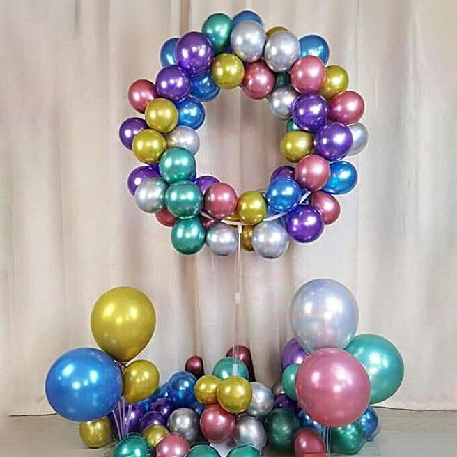 Multicolor Chrome Balloons Ring N Base uae | Gift Multicolor Chrome ...