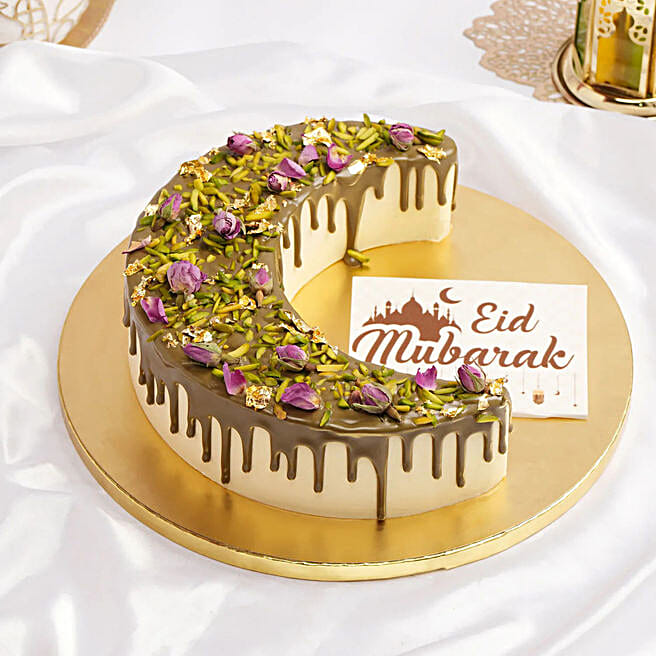 Pistachio Saffron Crescent Moon Cake For Eid uae | Gift Pistachio ...