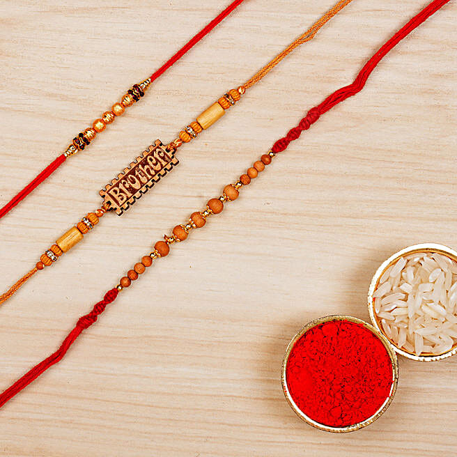 Traditional Three Rakhi Set uk | Gift Traditional Three Rakhi Set- FNP