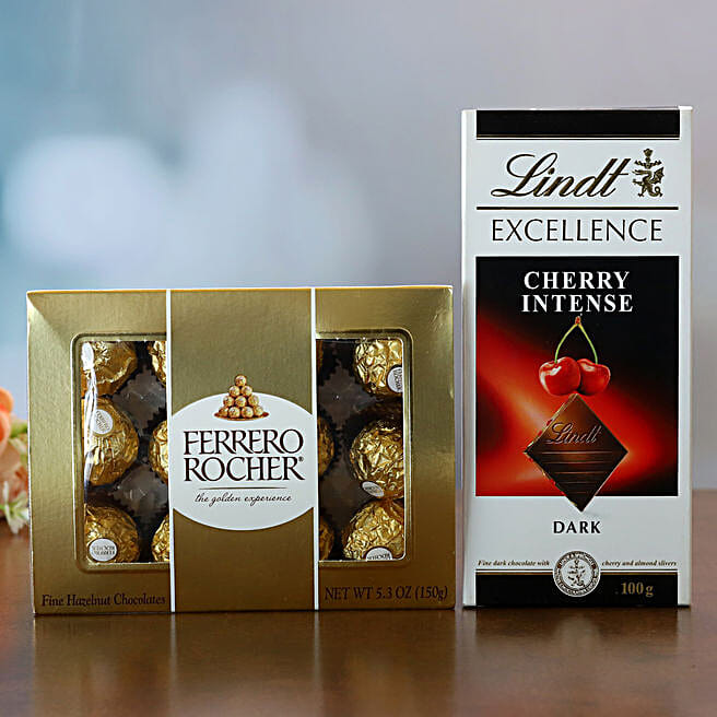 Ferrero Rocher And Lindt Cherry Intense Chocolate Combo uk | Gift ...