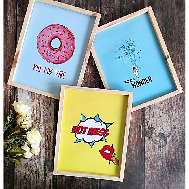 Donut Kill Set Of 3 Wall Frames uk | Gift Donut Kill Set Of 3 Wall ...