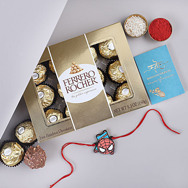 Sneh Spiderman Marvel Rakhi & Ferrero Rocher uk | Gift Sneh Spiderman ...