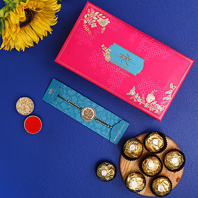 Superhero Metal Hulk Rakhi For Kids With 3 Ferrero Rocher Exp uk | Gift ...