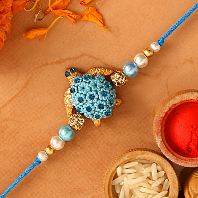 Turtle Pearl Polymer Clay Rakhi For Kids Exp uk | Gift Turtle Pearl ...