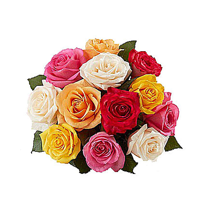 Dozen Assorted Roses usa | Gift Dozen Assorted Roses- FNP
