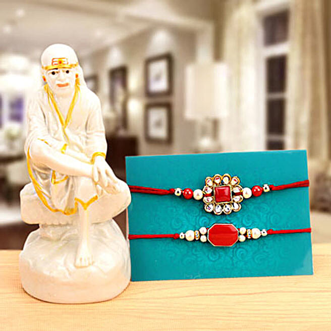White Sai Baba with Rakhi usa | Gift White Sai Baba with Rakhi- FNP