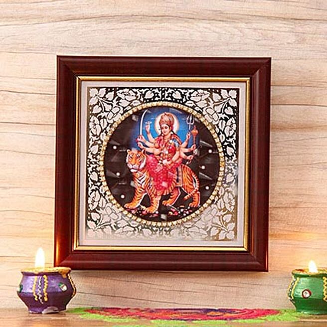 Goddess Durga Wooden Frame usa | Gift Goddess Durga Wooden Frame- FNP