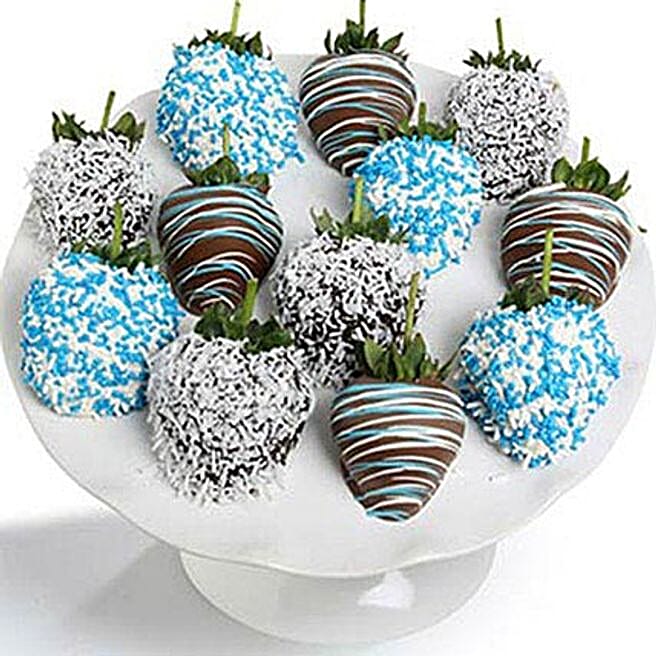 Baby Boy Chocolate Covered Strawberries 12 Pieces usa | Gift Baby Boy ...