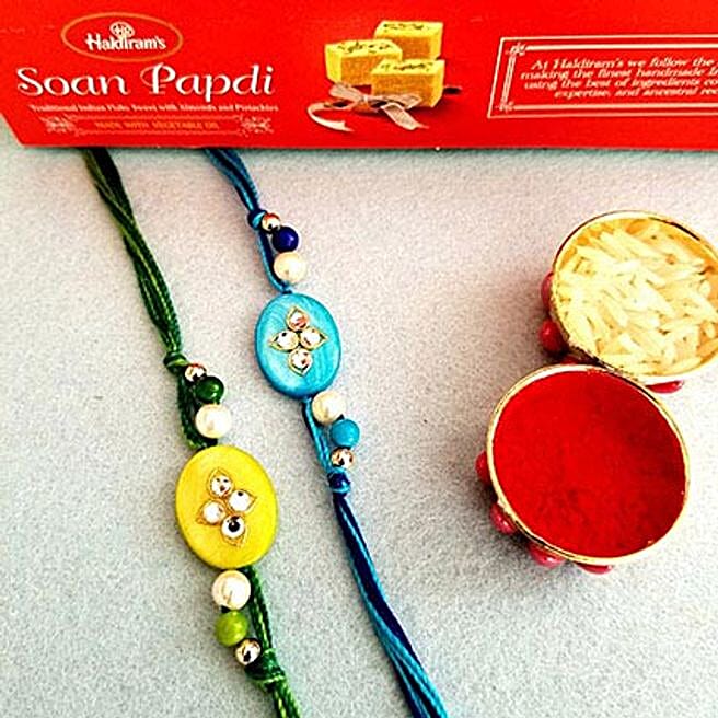 Rakhi Pair And Soan Papdi usa | Gift Rakhi Pair And Soan Papdi- FNP