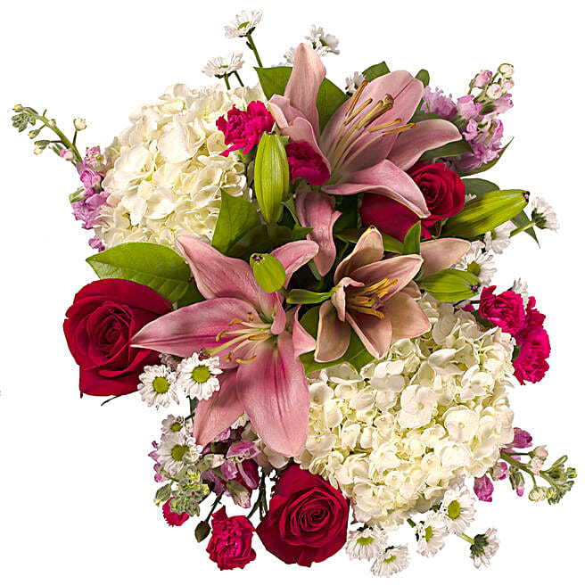 Roses Hydrangeas Lilies Bouquet usa | Gift Roses Hydrangeas Lilies ...