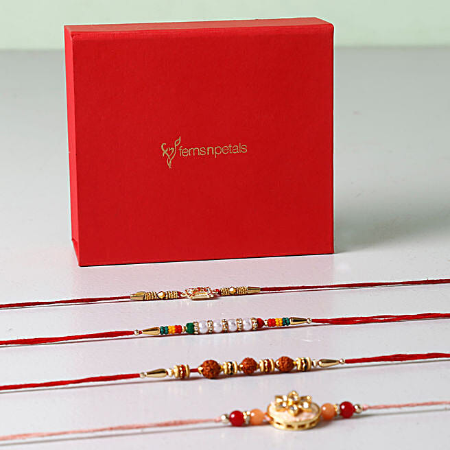 Exquisite Set of 4 Rakhis usa | Gift Exquisite Set of 4 Rakhis- FNP