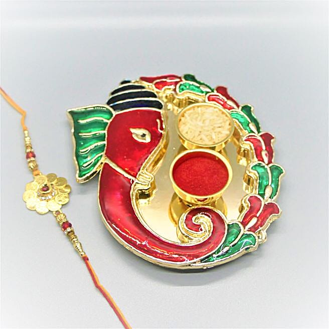 Designer Rakhi With Ganesha Puja Thali usa | Gift Designer Rakhi With ...