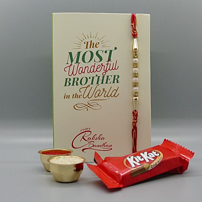 Fancy Rakhi And Kit Kat Combo usa | Gift Fancy Rakhi And Kit Kat Combo- FNP