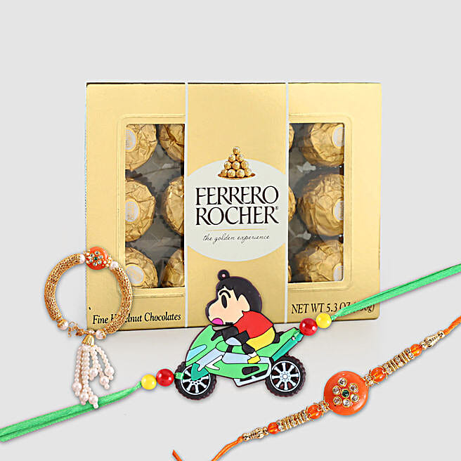 Family Rakhi Pack With Ferrero Rocher usa | Gift Family Rakhi Pack With ...