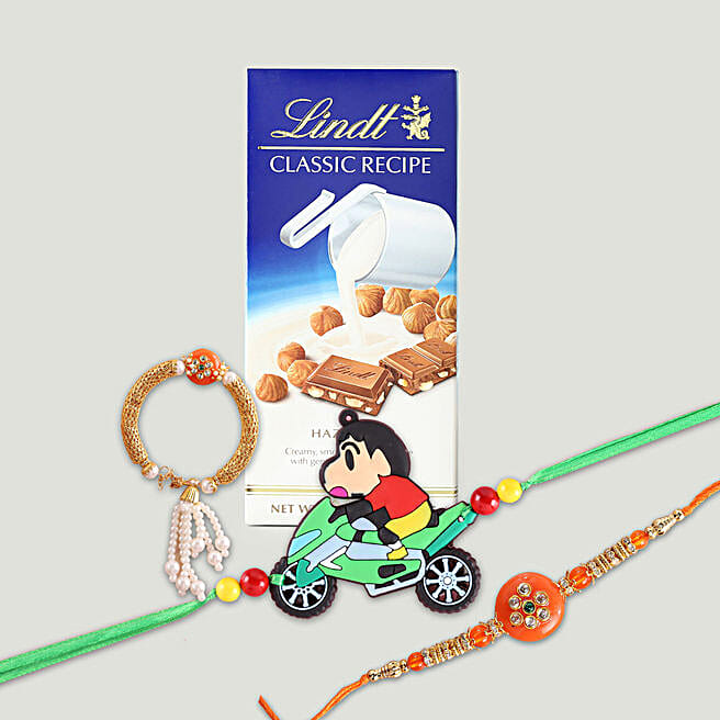 Family Rakhi Pack With Lindt Chocolate Bar usa | Gift Family Rakhi Pack ...