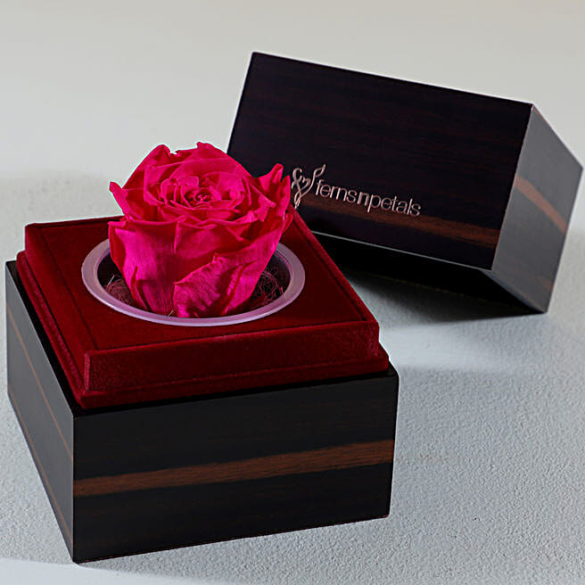 Charming Pink Forever Rose In Wooden Box usa | Gift Charming Pink ...