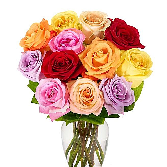 Luxury One Dozen Rainbow Roses Bouquet usa | Gift Luxury One Dozen ...