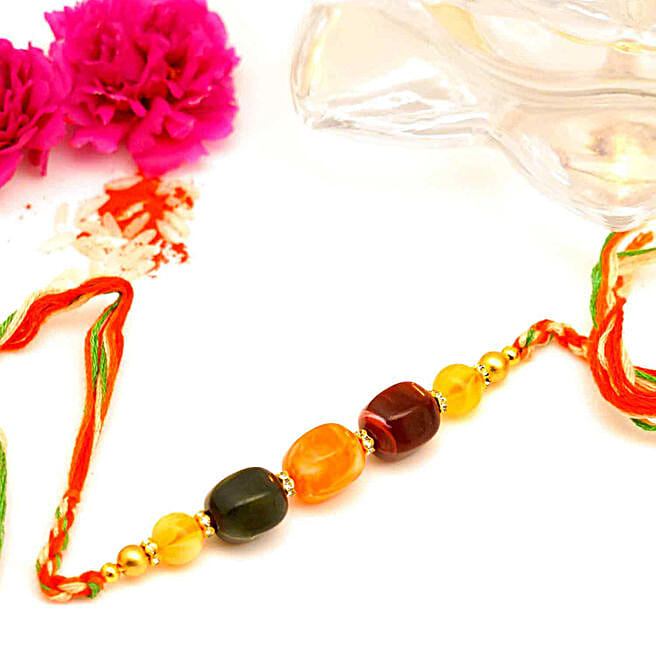 Elegant Coloured Beads Rakhi usa | Gift Elegant Coloured Beads Rakhi- FNP