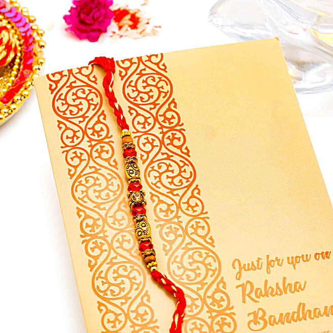 Single Antique Bead Rakhi And Greeting Card usa | Gift Single Antique ...