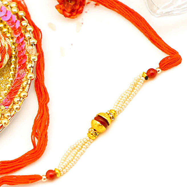 Pearl String Rakhi usa | Gift Pearl String Rakhi- FNP