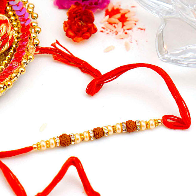 Rudraksha And Pearl String Rakhi usa | Gift Rudraksha And Pearl String ...