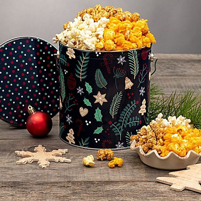Premium Christmas Popcorn Tin usa | Gift Premium Christmas Popcorn Tin- FNP