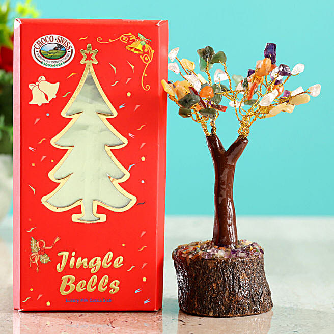 Colourful Stone Wish Tree & Choco Swiss Jingle Bells usa | Gift ...