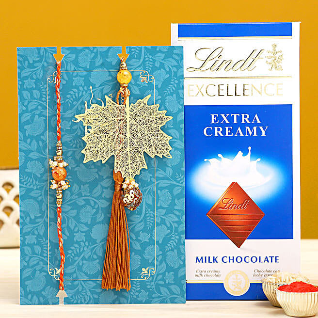 Maple Leaf Modern Lumba Rakhi Set With Lindt usa | Gift Maple Leaf ...