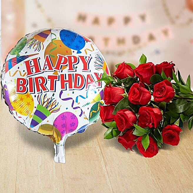 Happy Birthday Balloon And Red Roses Balloon usa | Gift Happy Birthday ...
