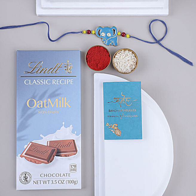 Sneh Cute Appu Kids Rakhi & Lindt Oat Milk Chocolate usa | Gift Sneh ...