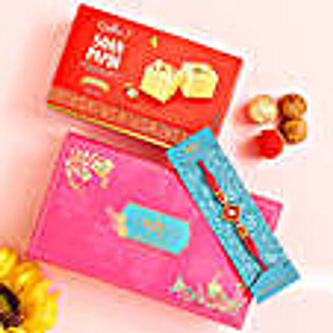 Square Stone American Diamond Rakhi And Soan Papdi Exp usa | Gift ...