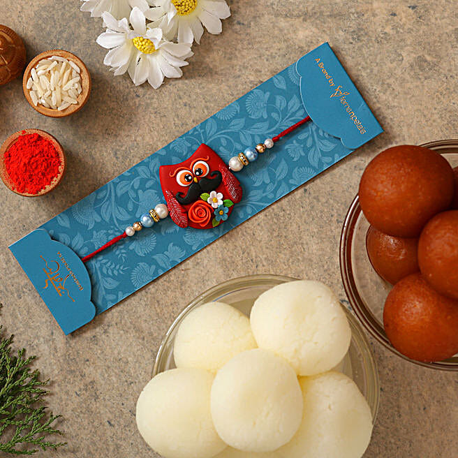 Maroon Owl Kids Rakhi With Gulabjamun And Rasgulla Exp usa | Gift ...