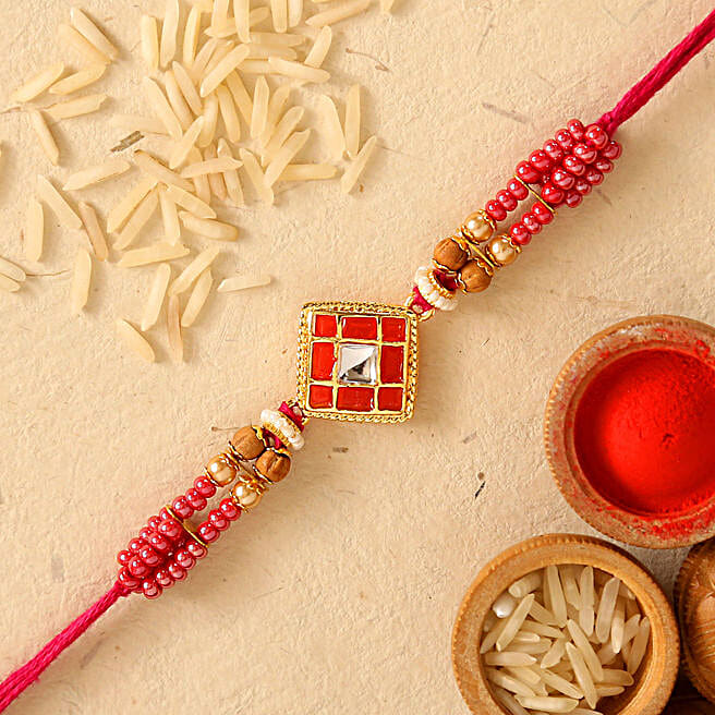 Square Stone American Diamond Rakhi Exp usa | Gift Square Stone ...