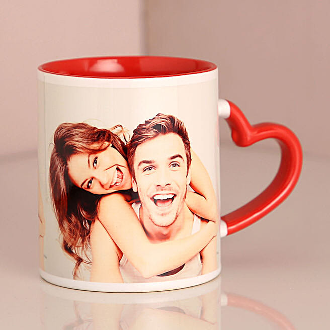 personalised red heart handle mug usa | Gift personalised red heart ...