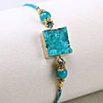 Blue Square Agate Rakhi usa | Gift Blue Square Agate Rakhi- FNP